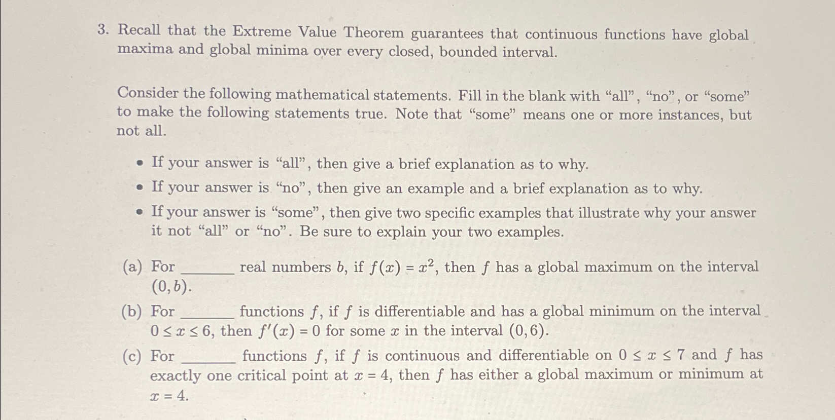 Solved Recall that the Extreme Value Theorem guarantees that | Chegg.com