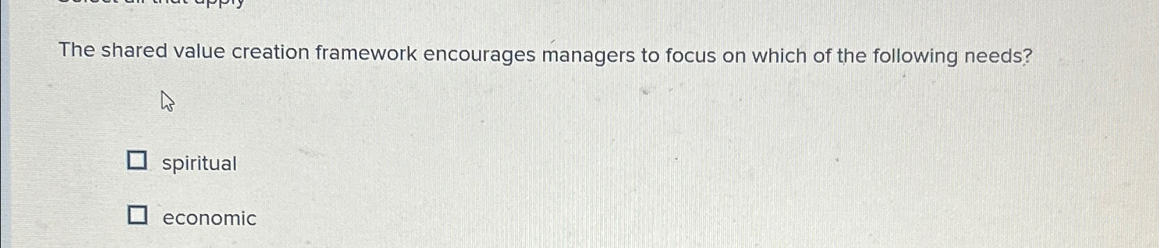 Solved The shared value creation framework encourages | Chegg.com