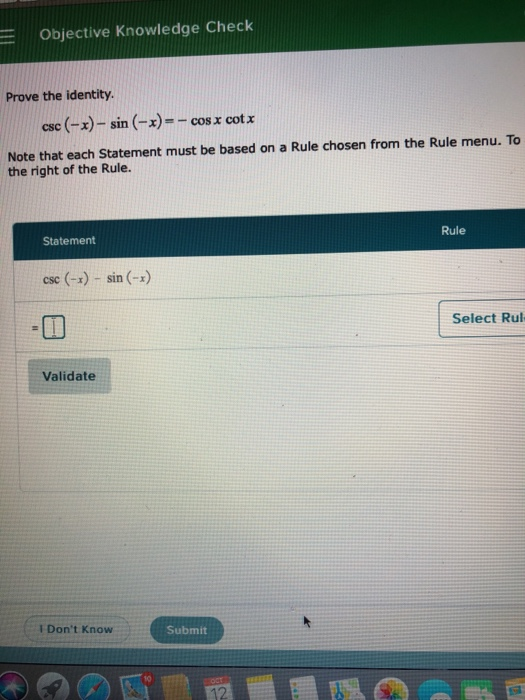 Solved = Objective Knowledge Check Prove the identity. csc | Chegg.com