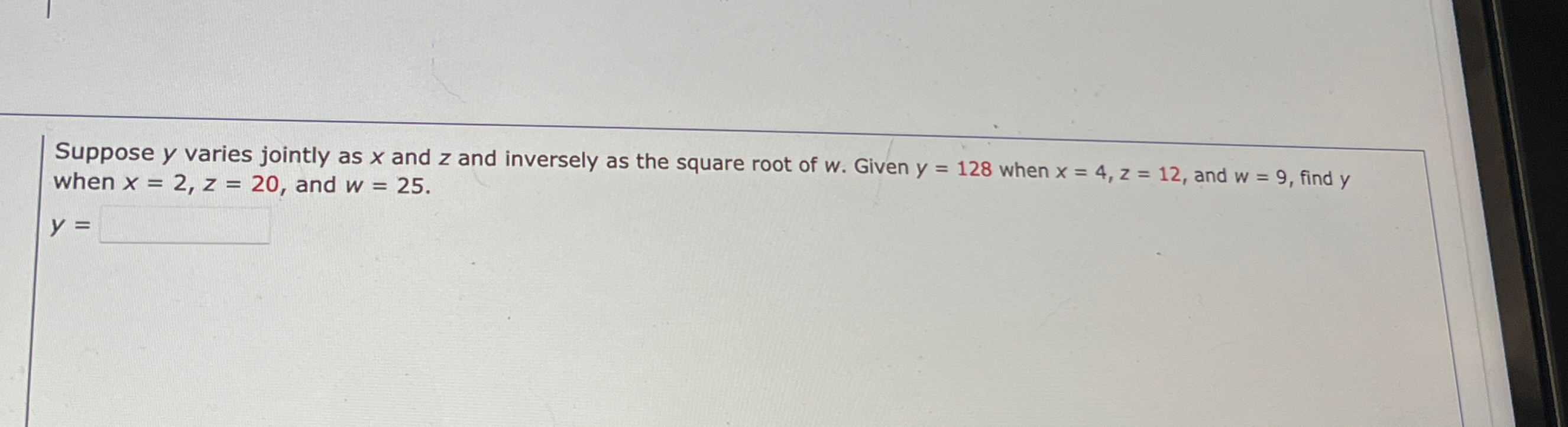 Solved Suppose y ﻿varies jointly as x ﻿and z ﻿and inversely | Chegg.com