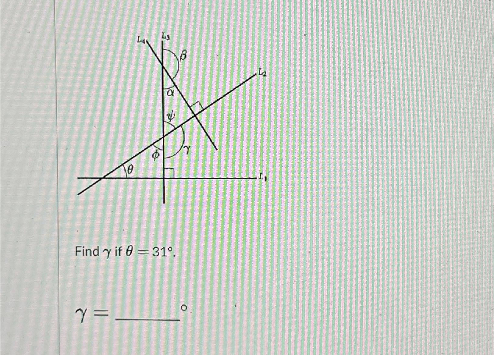 Solved Find γ ﻿if θ=31°.γ= | Chegg.com