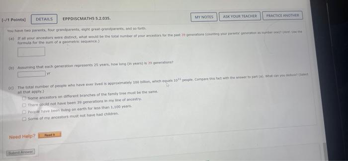 Solved MY NOTES ASK YOUR TEACHER PRACTICE ANOTHER | Chegg.com