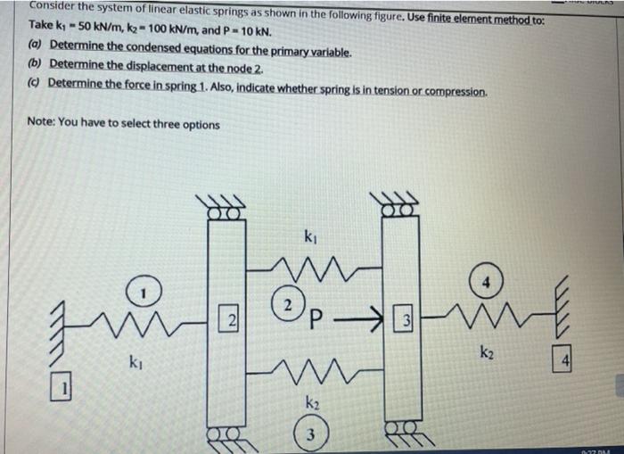 Solved VEN Consider the system of linear elastic springs as | Chegg.com