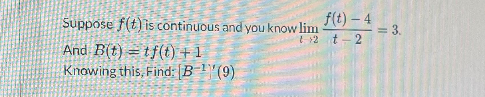 Solved Suppose f(t) ﻿is continuous and you know | Chegg.com