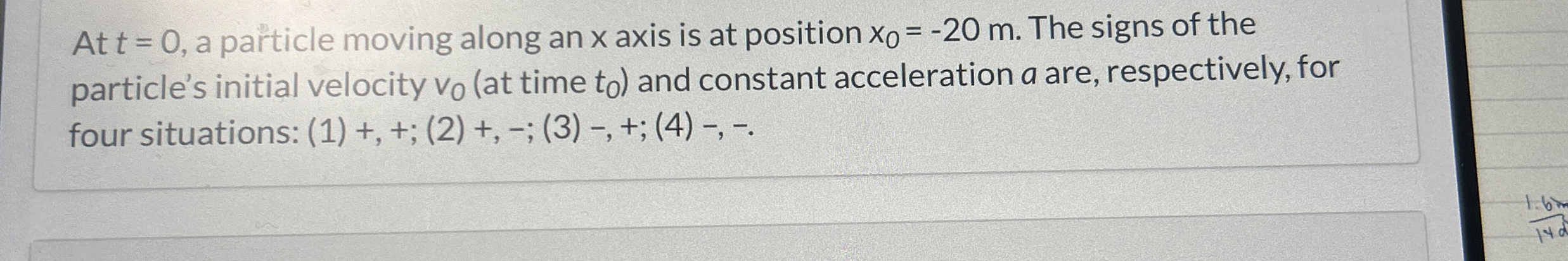 At t=0, ﻿a particle moving along an x ﻿axis is at | Chegg.com