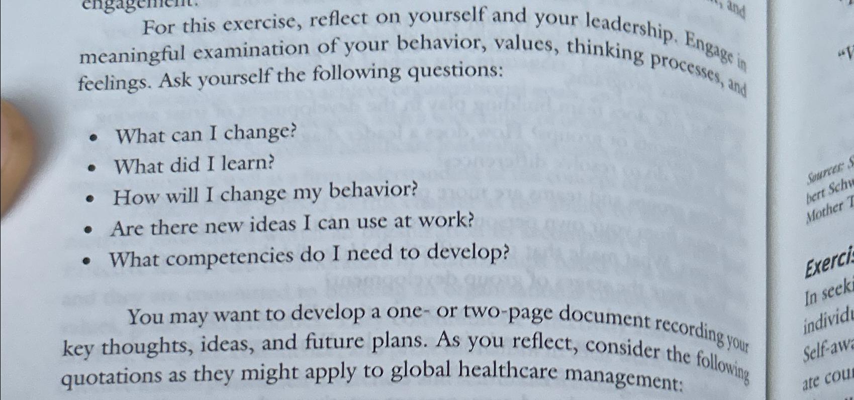 Solved For this exercise, reflect on yourself and your | Chegg.com