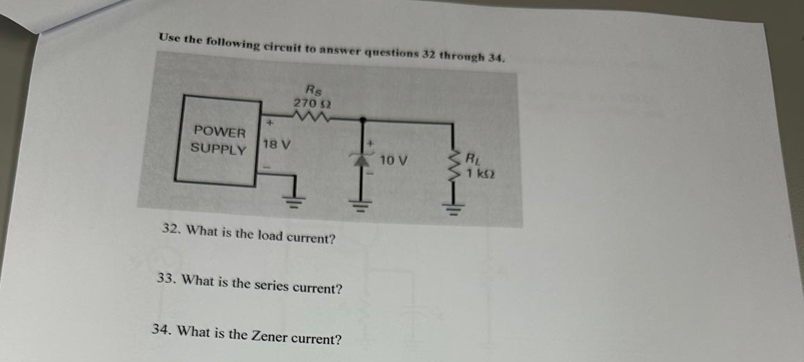 Solved Use the following circuit to answer questions 32 | Chegg.com