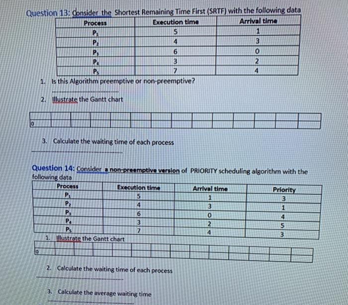 Solved 4 3 Question 13: consider the shortest Remaining Time | Chegg.com