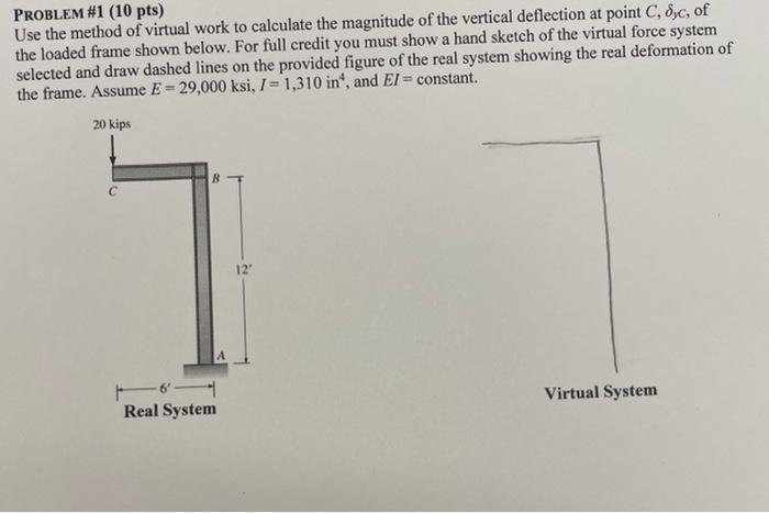 Solved PROBLEM #1 (10 pts) Use the method of virtual work to | Chegg.com