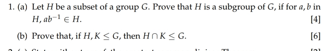 (a) ﻿Let H ﻿be a subset of a group G. ﻿Prove that H | Chegg.com