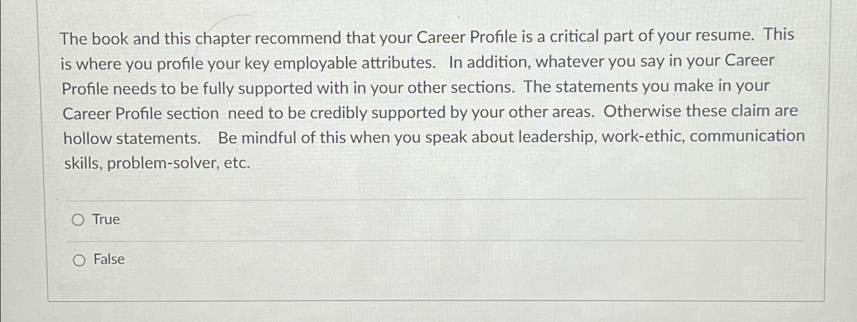 Solved The book and this chapter recommend that your Career | Chegg.com