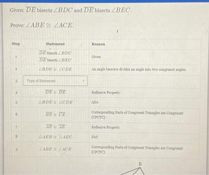 Solved Fill In The Missing Statement And Reason Of The Proof