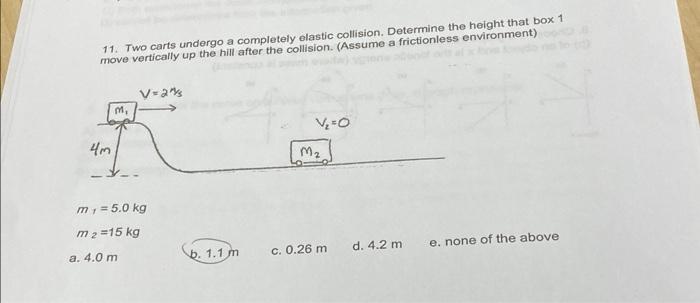 Solved 11. Two carts undergo a completely elastic collision. | Chegg.com