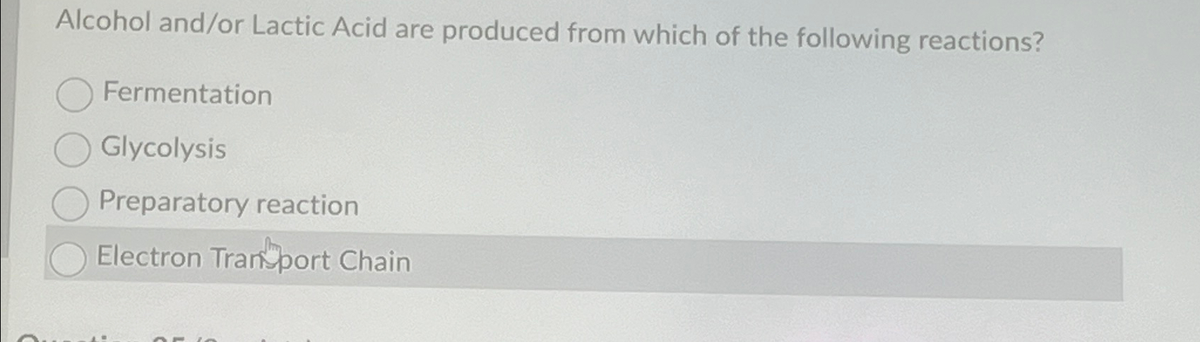 Solved Alcohol and/or Lactic Acid are produced from which of | Chegg.com