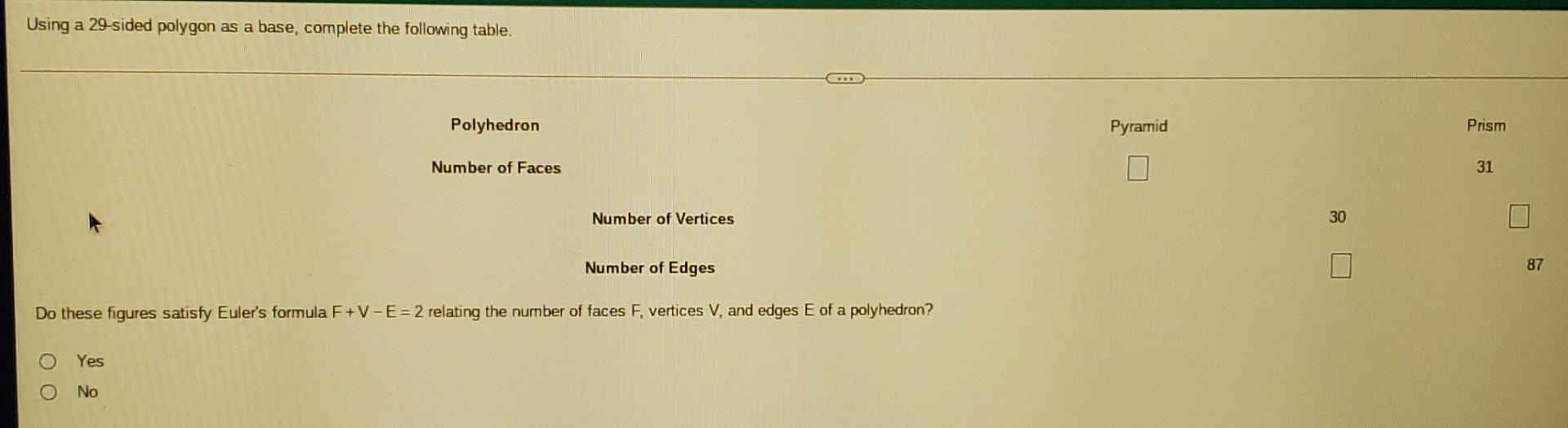 Solved Using a 29-sided polygon as a base, complete the | Chegg.com