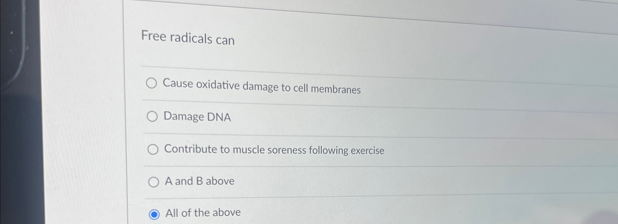 Solved Free radicals canCause oxidative damage to cell | Chegg.com