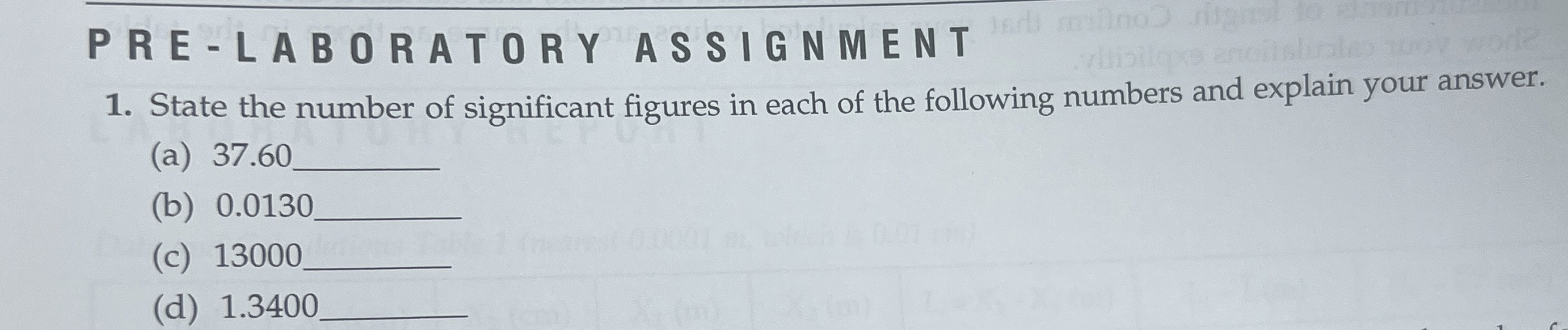Solved PRE-LABORATORY ASSIGNMENTState the number of | Chegg.com