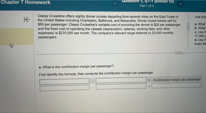 Solved Classy Cruiseline offers nightly dinner cruises | Chegg.com