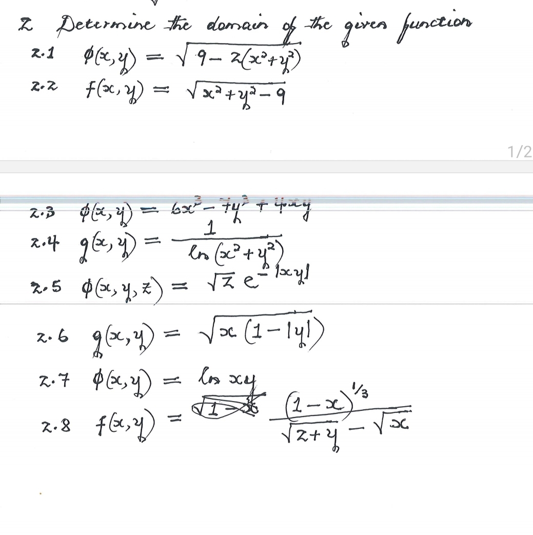 Solved 2 ﻿Determine the domain of the given function | Chegg.com