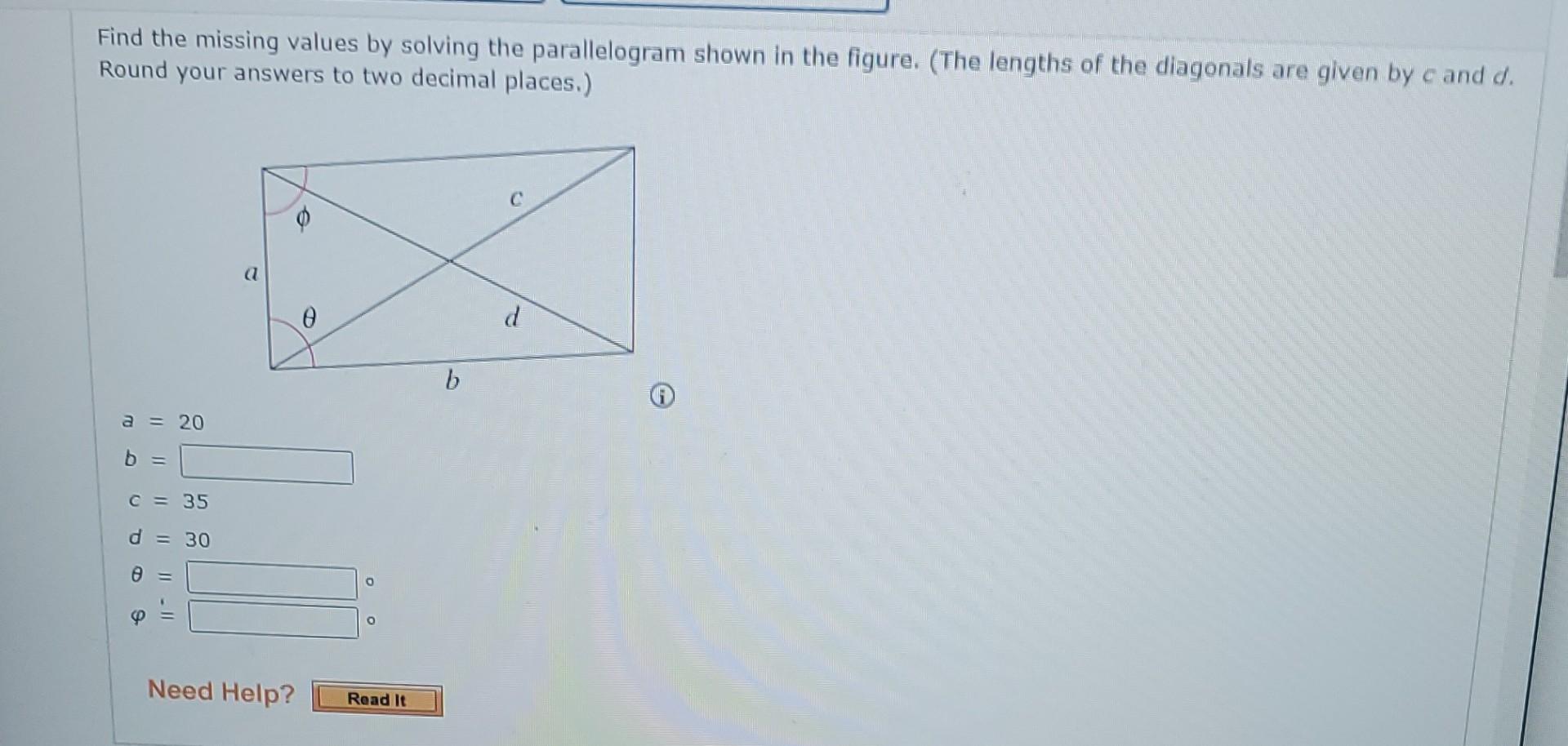 Solved Find the missing values by solving the parallelogram | Chegg.com