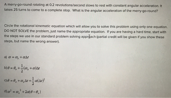 Solved A merry-go-round rotating at 0.2 revolutions/second | Chegg.com