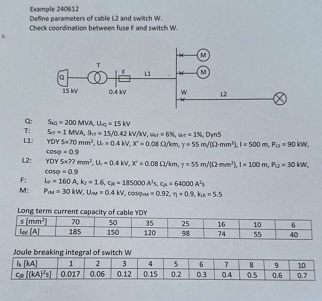 Solved Example 240612Define parameters of cable L2 ﻿and | Chegg.com