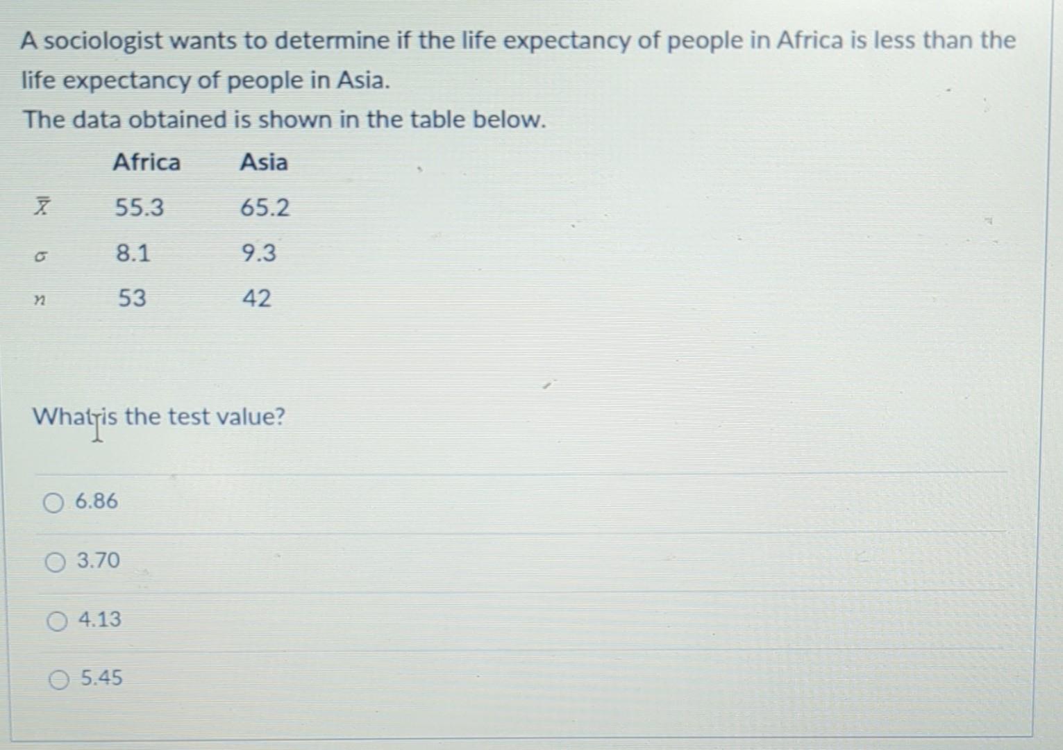 Solved A sociologist wants to determine if the life | Chegg.com