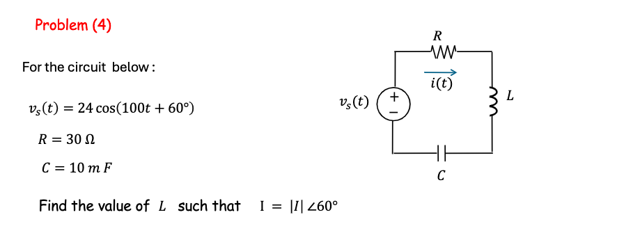 Solved Problem (4)For the circuit below | Chegg.com