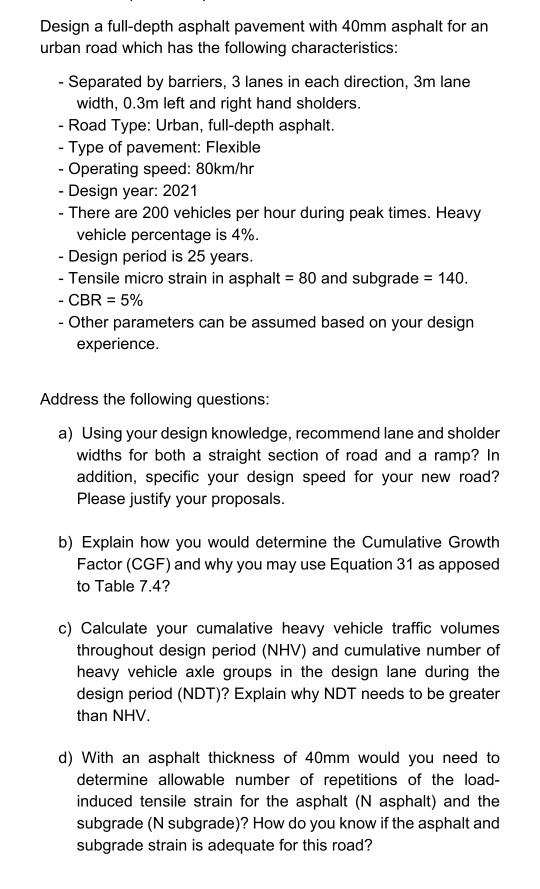 Design a full-depth asphalt pavement with 40mm | Chegg.com