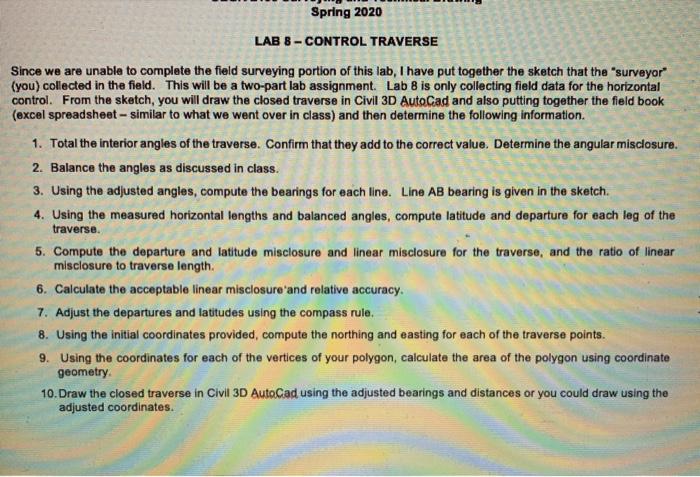Solved Spring 2020 LAB 8 - CONTROL TRAVERSE Since we are | Chegg.com