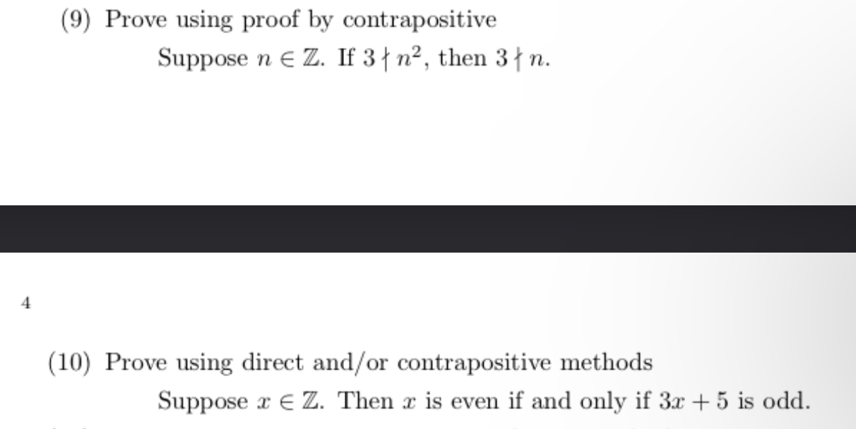 Solved (9) ﻿Prove using proof by contrapositiveSuppose ninZ. | Chegg.com