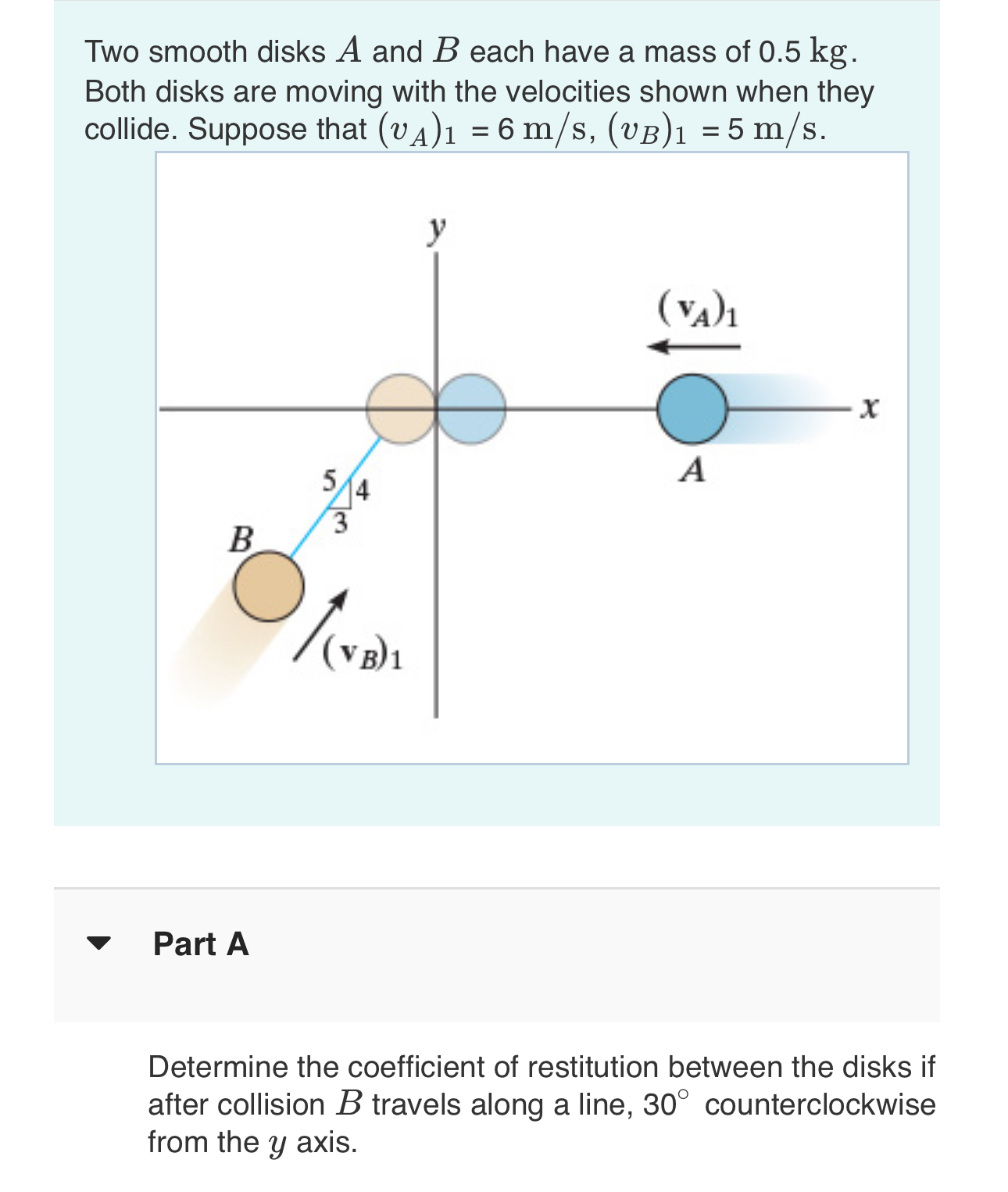 Solved Two smooth disks A and B ﻿each have a mass of 0.5kg. | Chegg.com