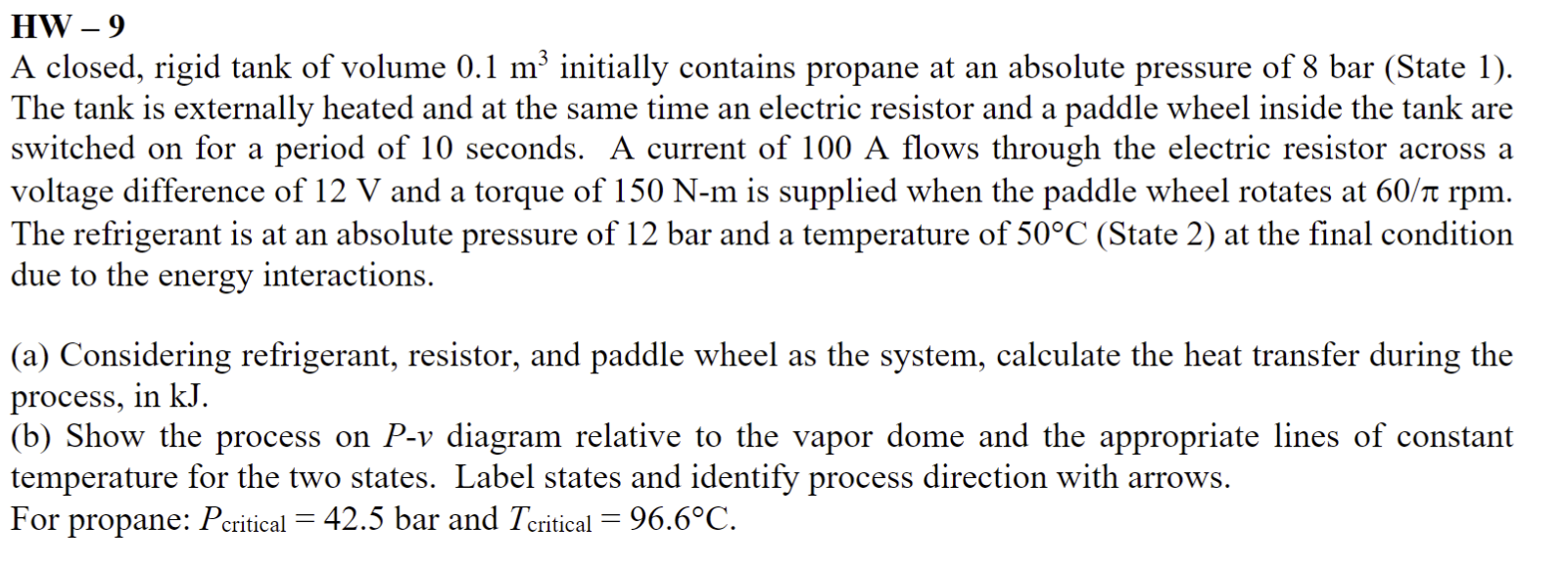 Solved A closed, rigid tank of volume 0.1m3 ﻿initially | Chegg.com