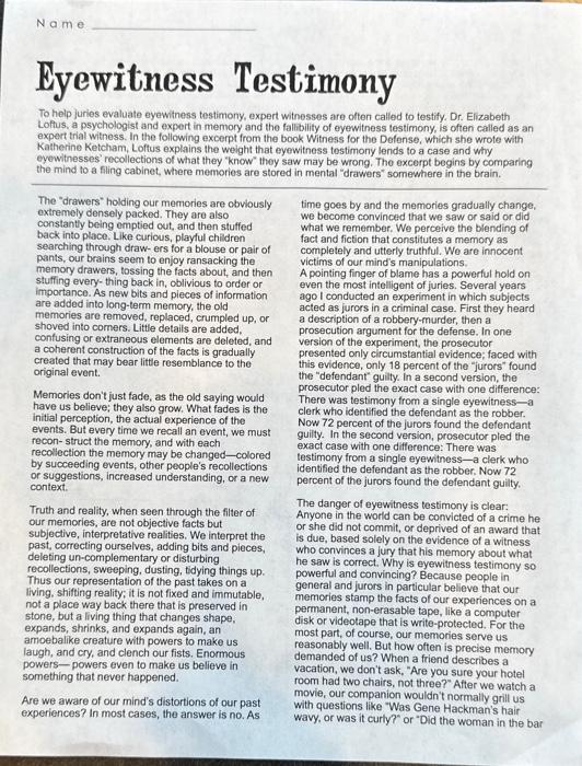 To help juries evaluate eyewitness testimony, expert | Chegg.com