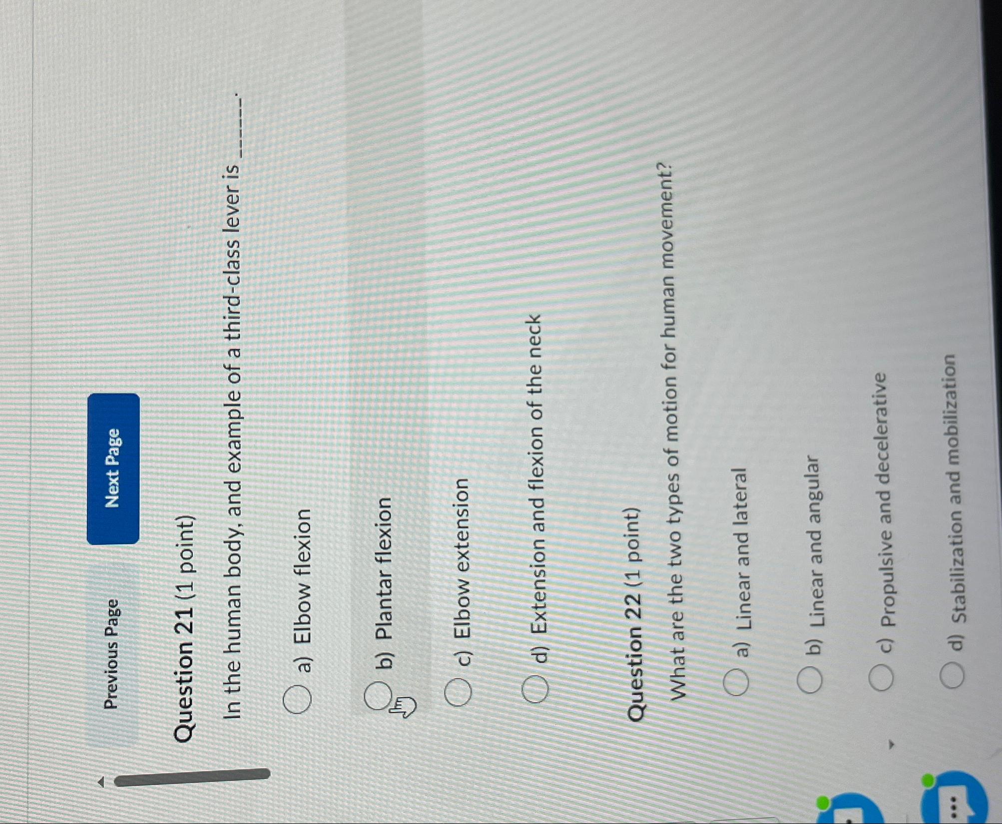 Solved Previous PageQuestion 21 (1 ﻿point)In the human body, | Chegg.com