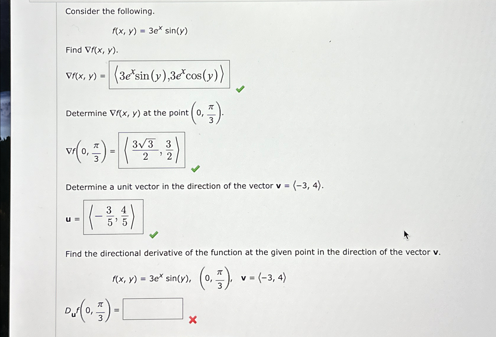 Solved Consider the following.f(x,y)=3exsin(y)Find | Chegg.com