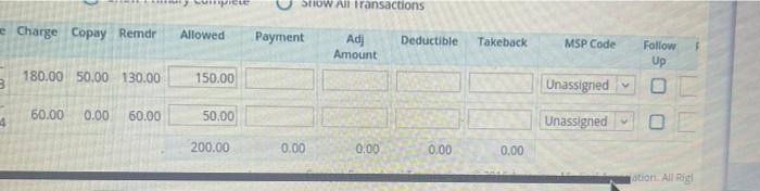 Solved what is the allowed, payment, adj amount, deductibe, | Chegg.com