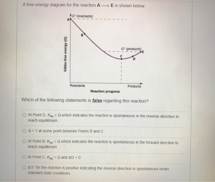 Solved A free energy diagram for the reaction AE is shown | Chegg.com