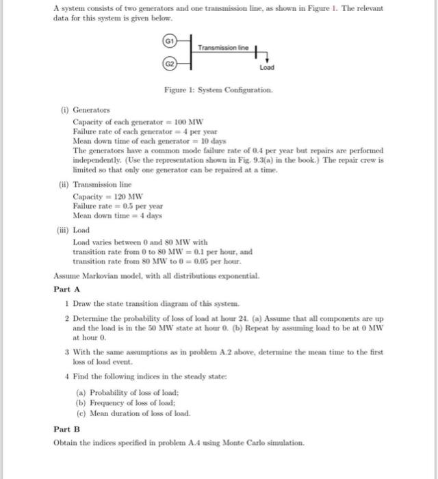 Solved A system consists of two generators and one | Chegg.com