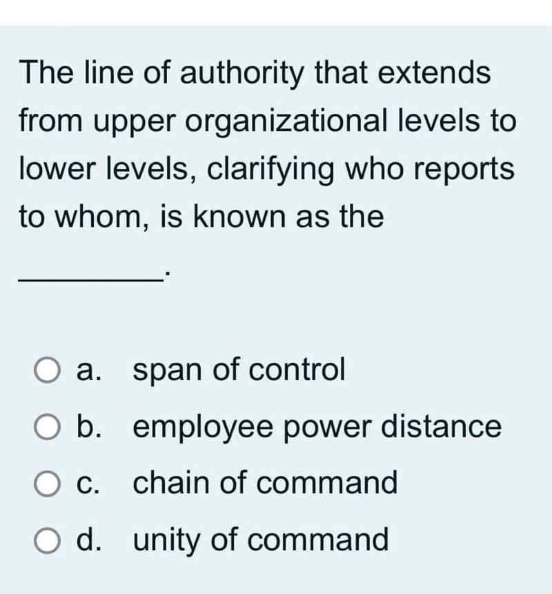 Solved The line of authority that extends from upper | Chegg.com