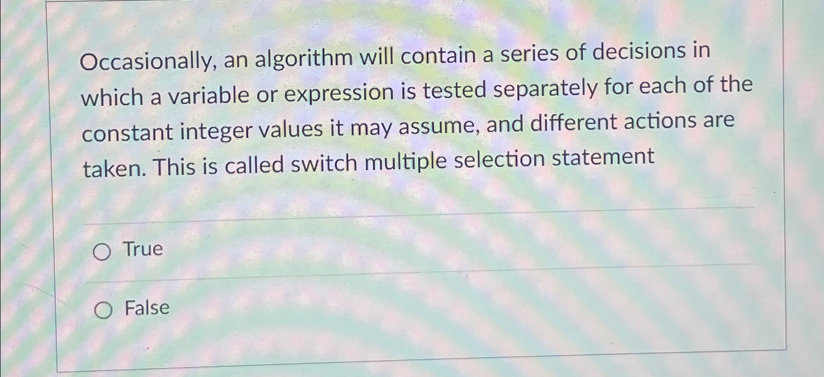 Solved Occasionally, an algorithm will contain a series of | Chegg.com