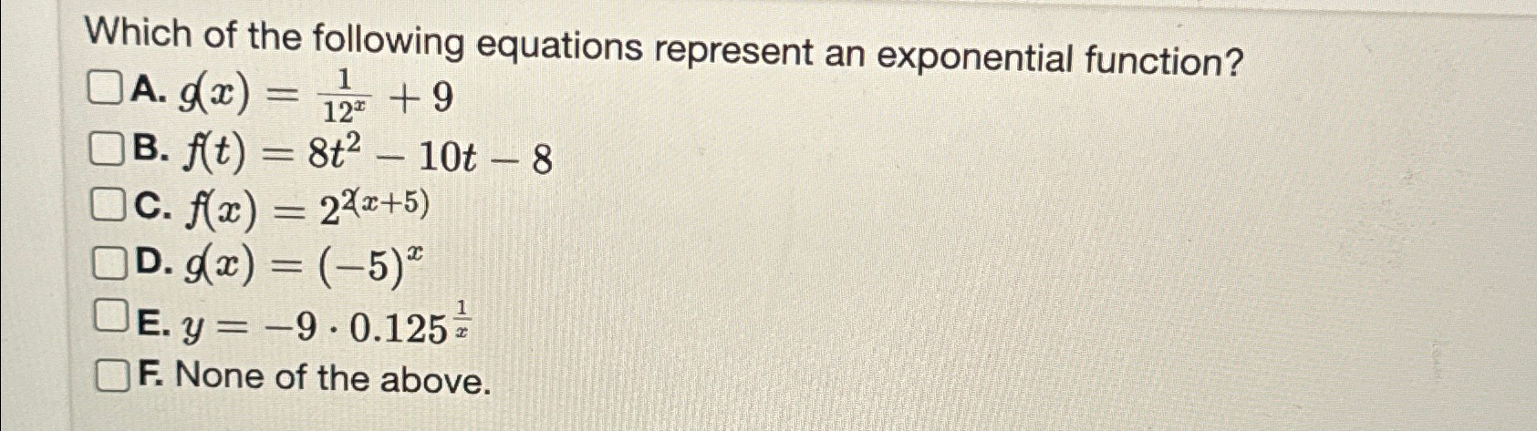 Solved Which of the following equations represent an | Chegg.com