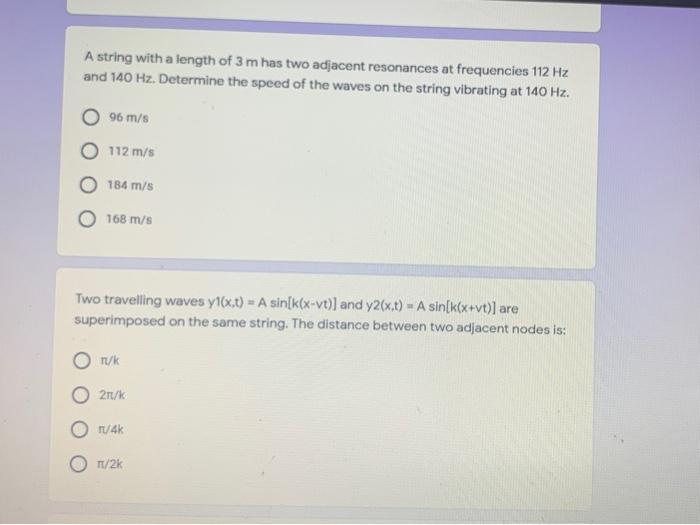 Solved A string with a length of 3 m has two adjacent | Chegg.com