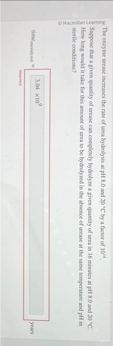 Solved The enzyme urease increases the rate of urea | Chegg.com