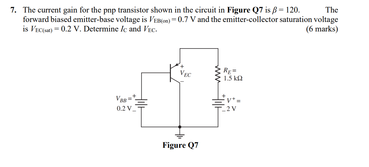 Solved The current gain for the pnp transistor shown in the | Chegg.com