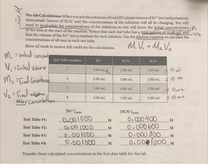Solved Mpuy Pre-lab Calculations: When you mix the solutions | Chegg.com