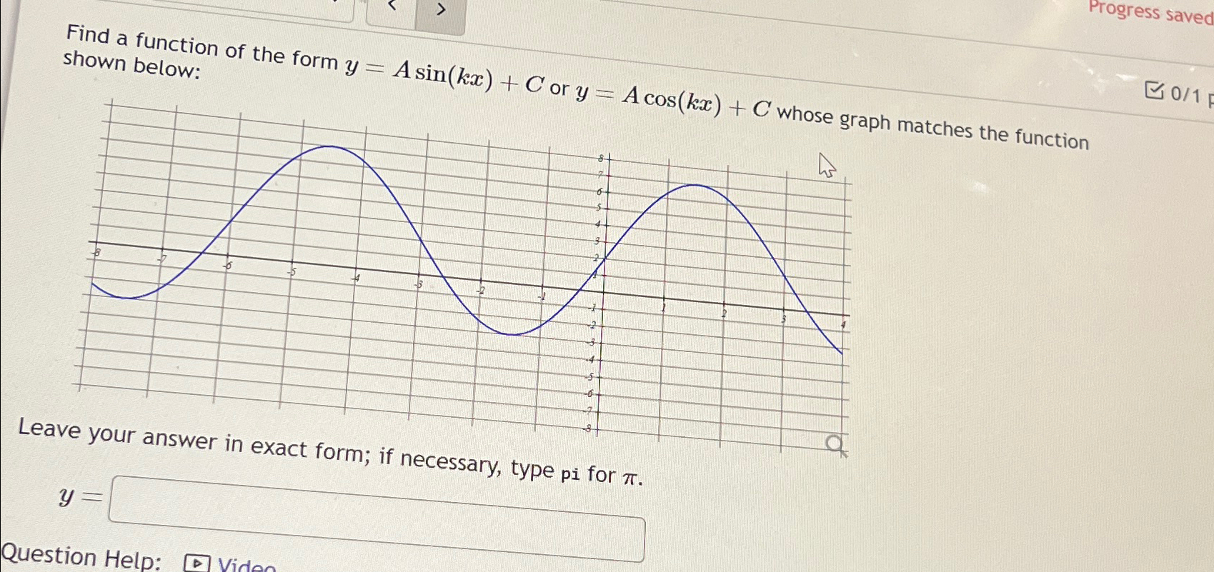 Solved Find a function of the form y=Asin(kx)+C ﻿or | Chegg.com
