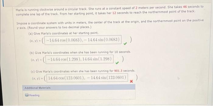 Solved Please Help! Question: marla is running clockwise | Chegg.com