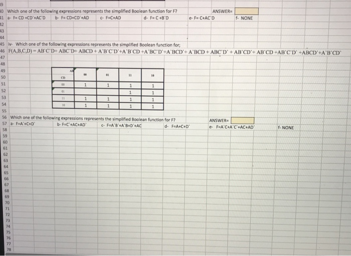 Solved 1 4-Using four-variable k-maps. Use the following | Chegg.com