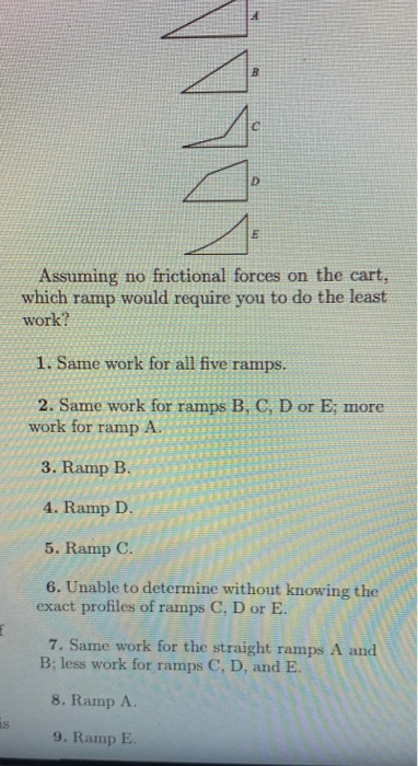 Solved 018 10.0 points Five ramps lead from the ground to | Chegg.com